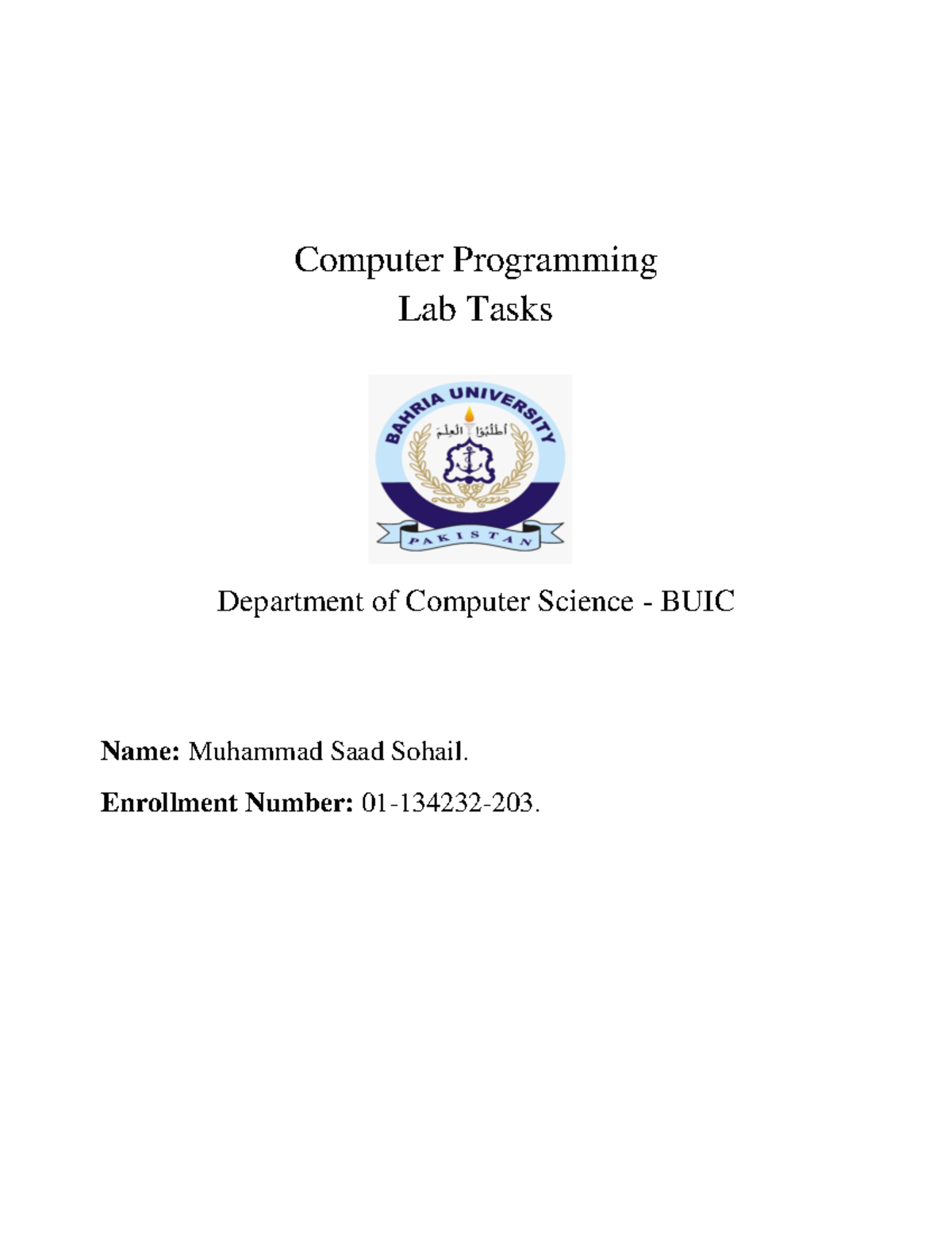 CS101 Lab Journal: Bubble Sort & Search Algorithms Tasks - Studocu