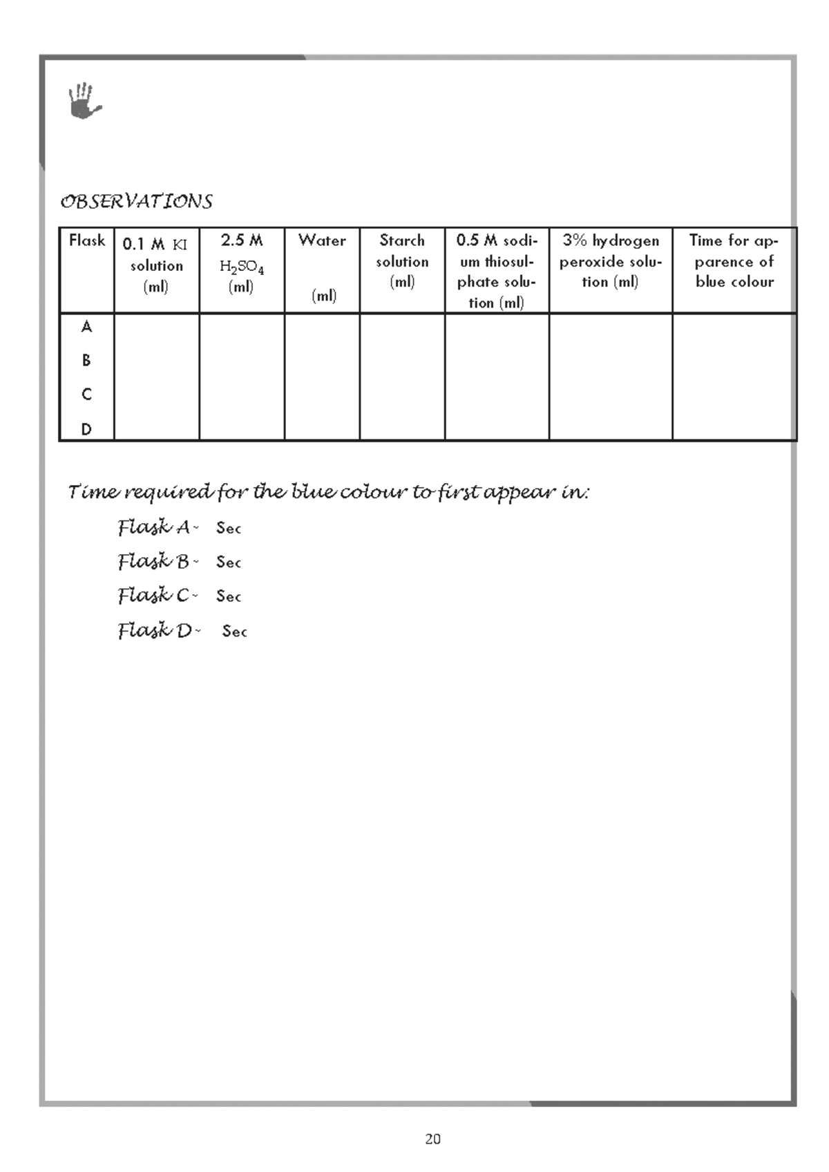 CBSE 12 Chemistry Lab Manual: Observations & Procedures - Studocu