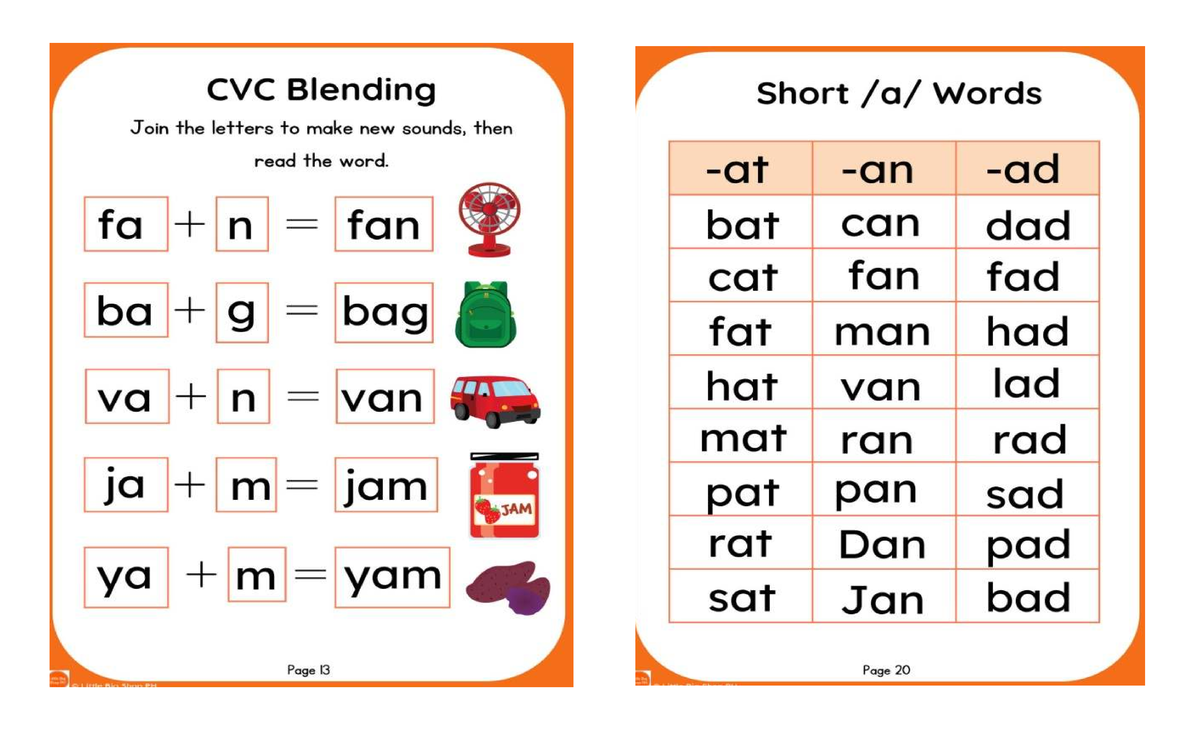 Reading 1 - none - Reading and Writing - CVC Blending Short /a/ Words ...