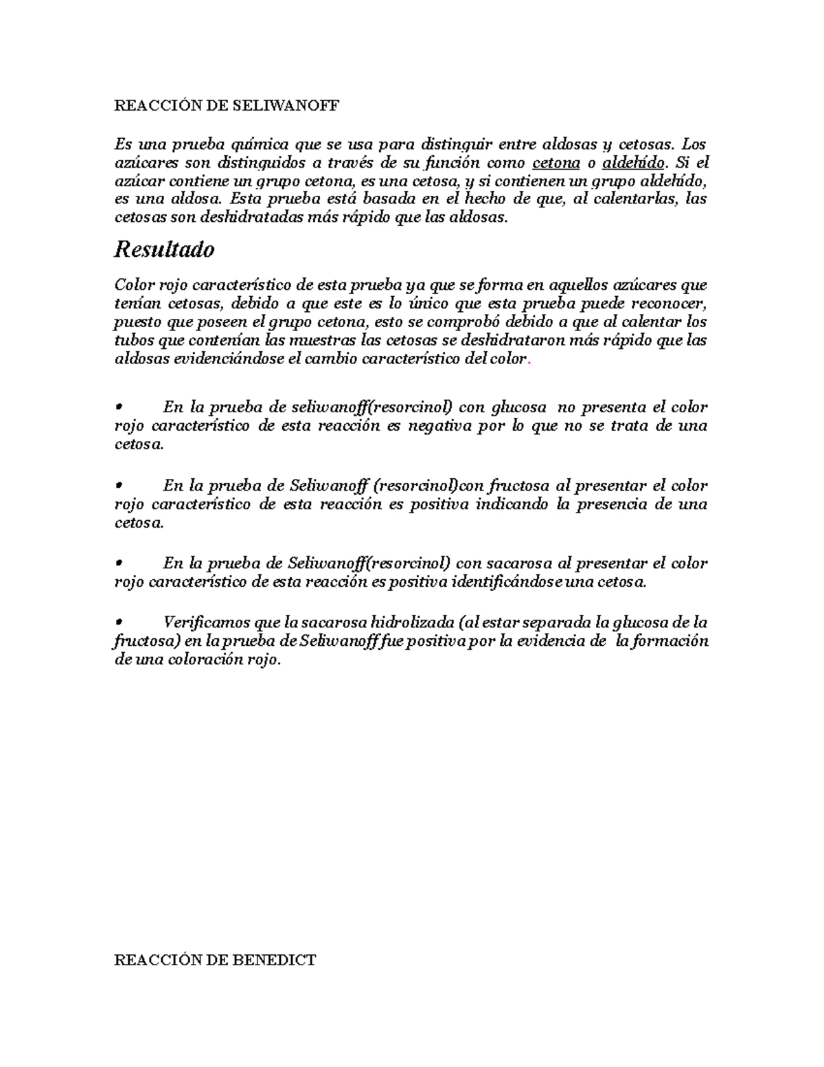 Reacción DE Seliwanoff - REACCIÓN DE SELIWANOFF Es una prueba química ...
