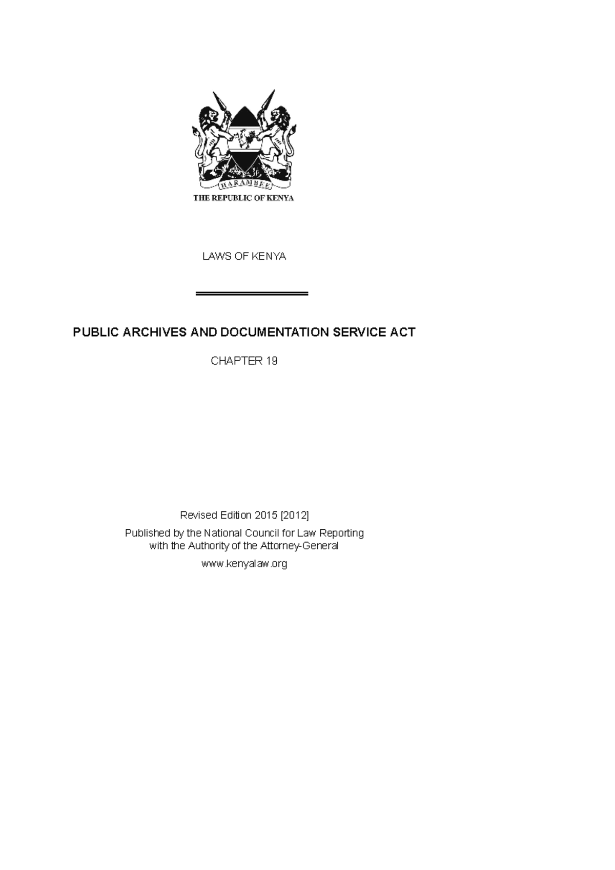 Public Archives and Documentation Service Act 32 of 1965 - Overview ...