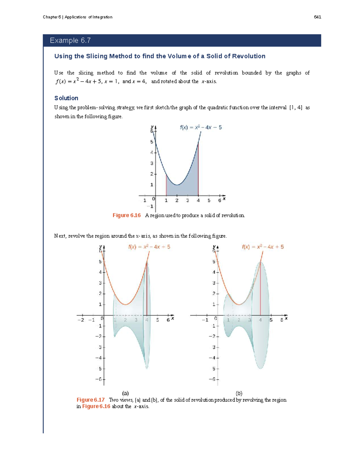 Chapter 6: Applications of Integration - Volume of Solid of Revolution ...