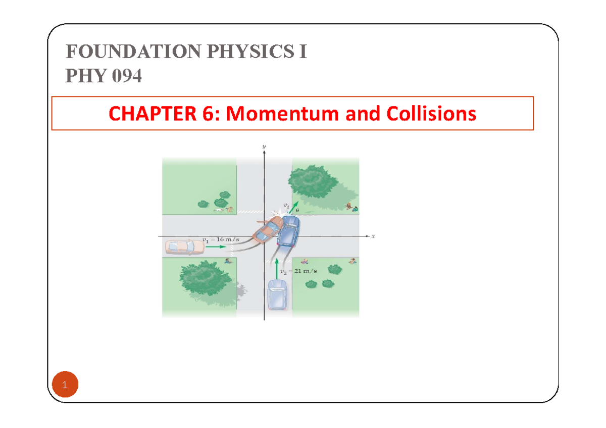 FOUNDATION PHYSICS I PHY 094 CHAPTER 6: Momentum & Collisions - Studocu