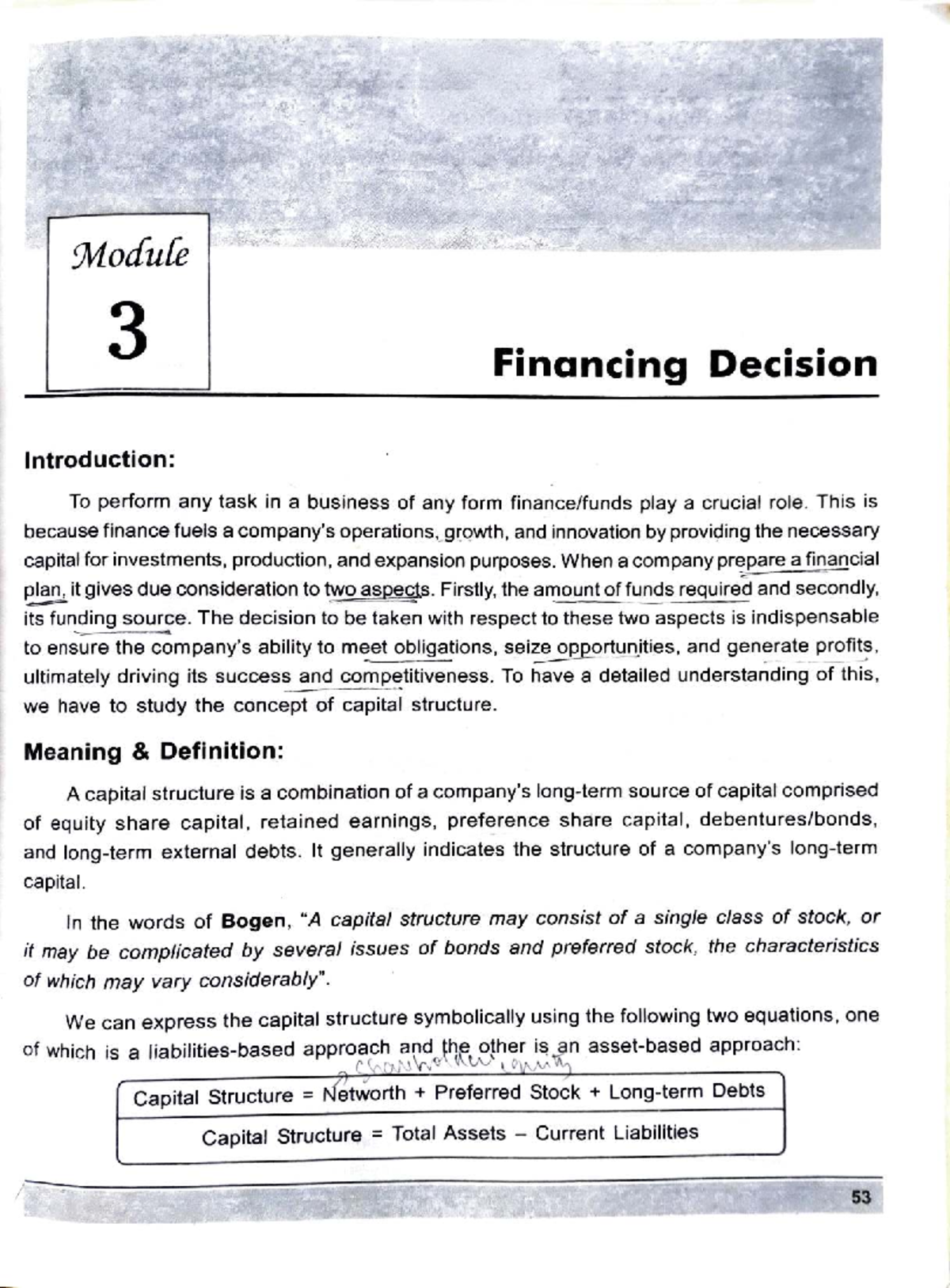 FM Module 3 - Financing Decision and Capital Structure Analysis - Studocu
