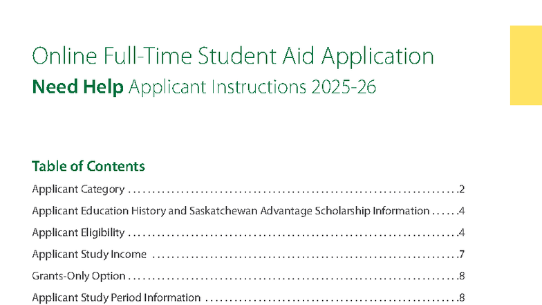 Saskatchewan Student Aid Application Instructions 2025-26 - Studocu