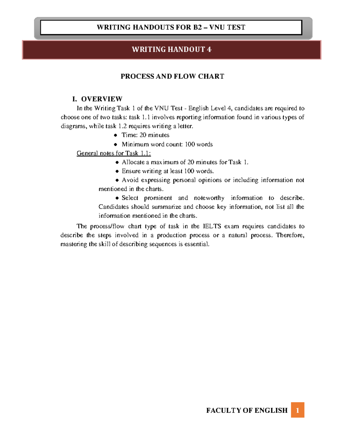 B2 VNU TEST Writing Handout 4: Process Flowchart Description - Studocu
