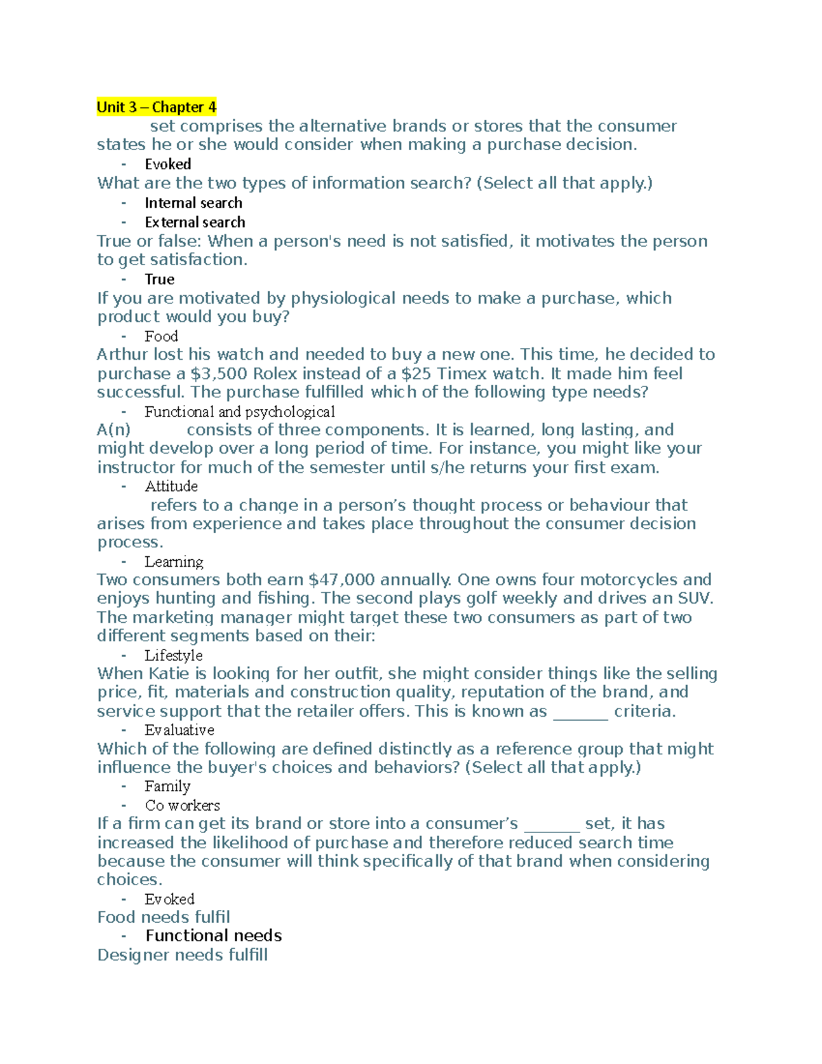 Unit 3 - Chapters 4 & 5 Quiz Summary - McGraw Hill Insights - Studocu