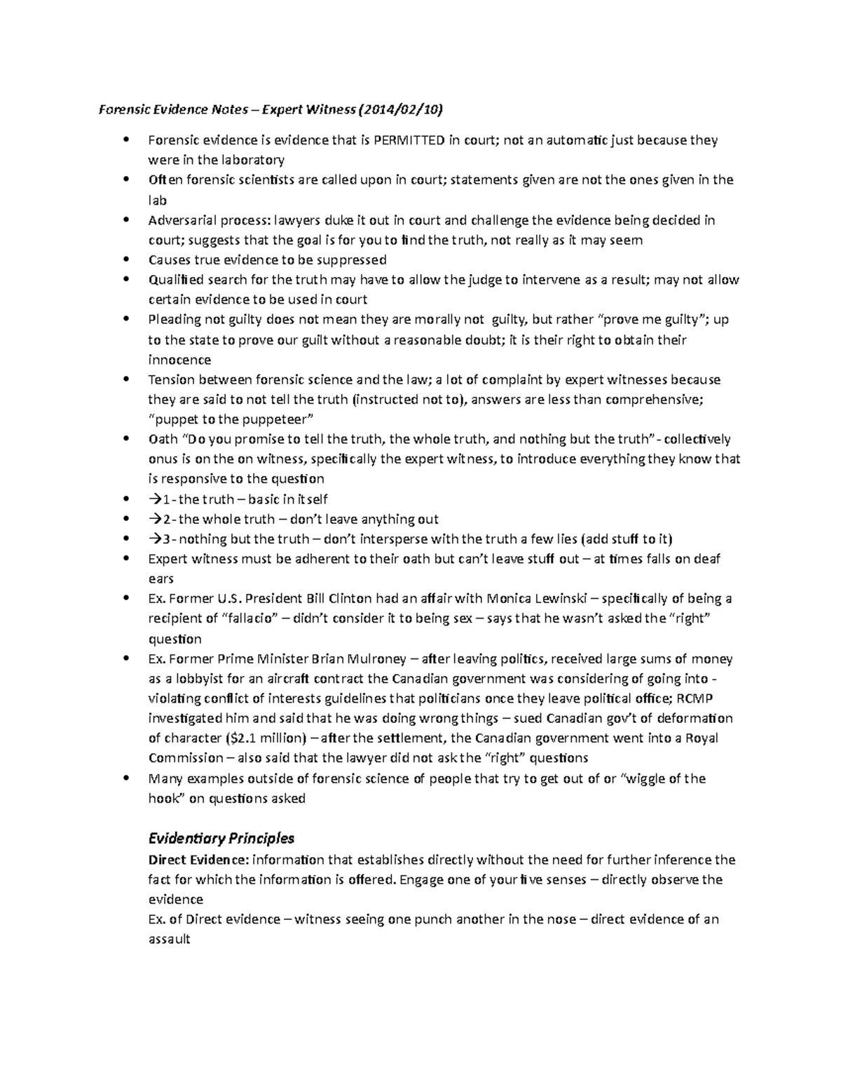 Lecture 11 Notes: Understanding Forensic Evidence and Expert Witnesses ...