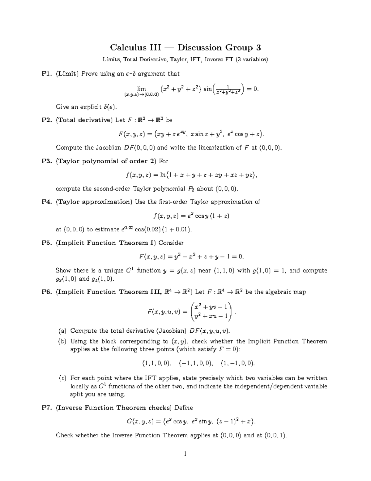DGD 3 - Calculus Discussion Group: Limits, Derivatives, and Theorems ...