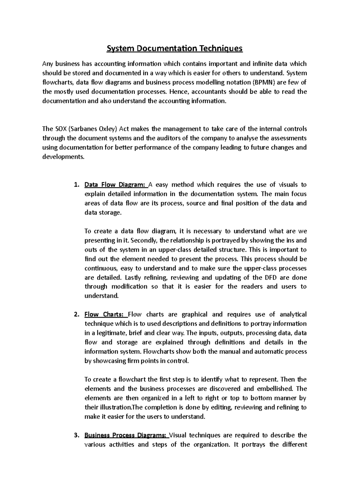 System Documentation Techniques: Flowcharts, DFDs, & BPD Insights - Studocu