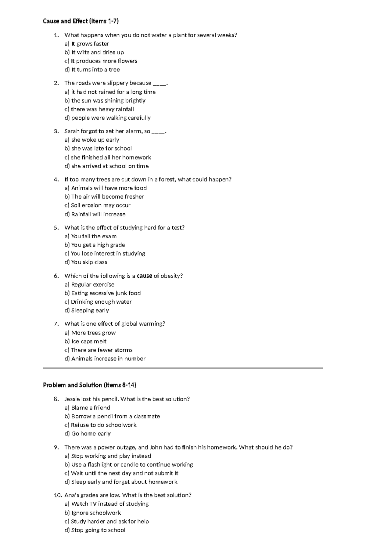 Cause and Effect - Practice Materials for Understanding Consequences ...