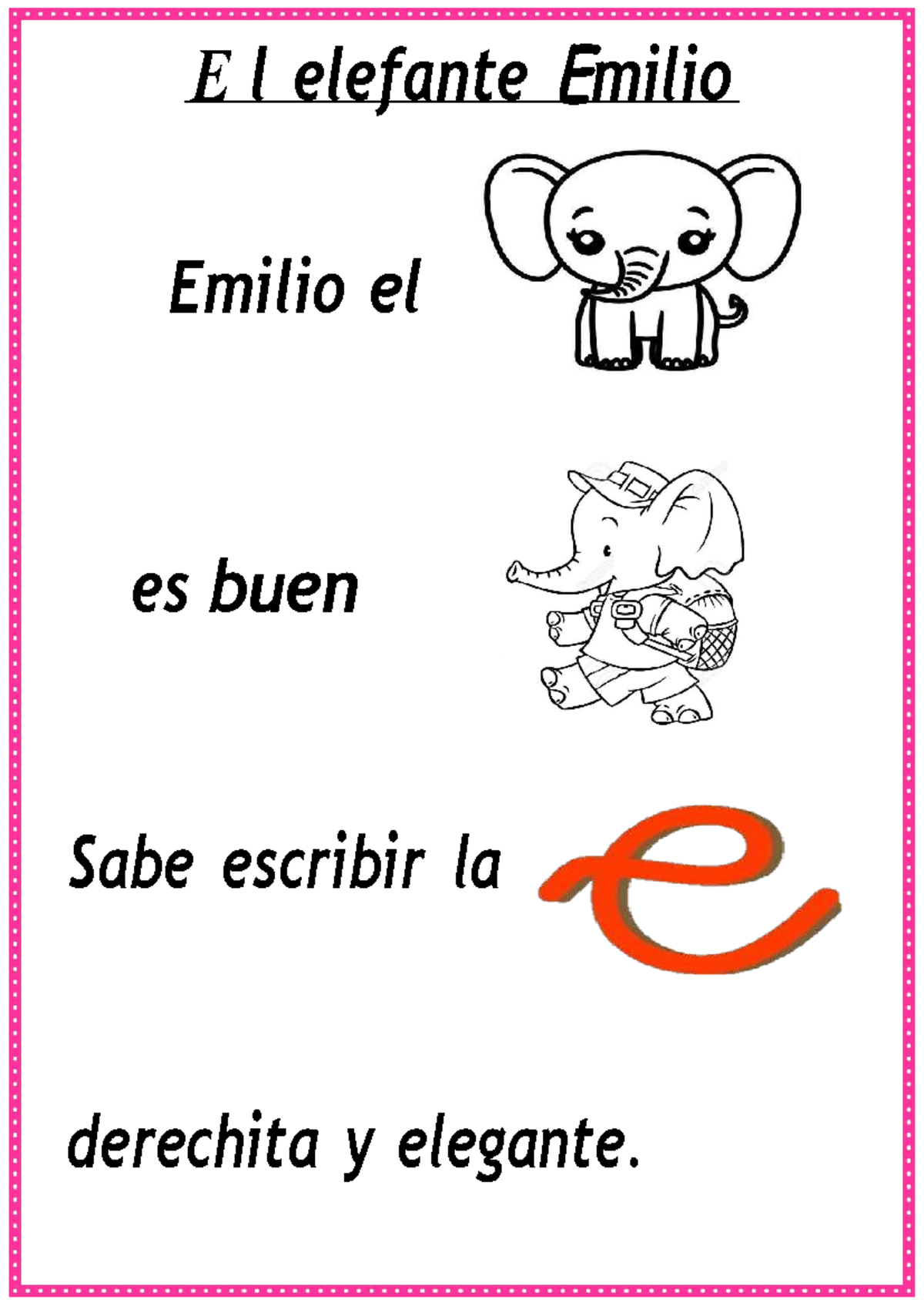 Ficha e - Good - libro usted SA - E l elefante Emilio Emilio el es buen ...