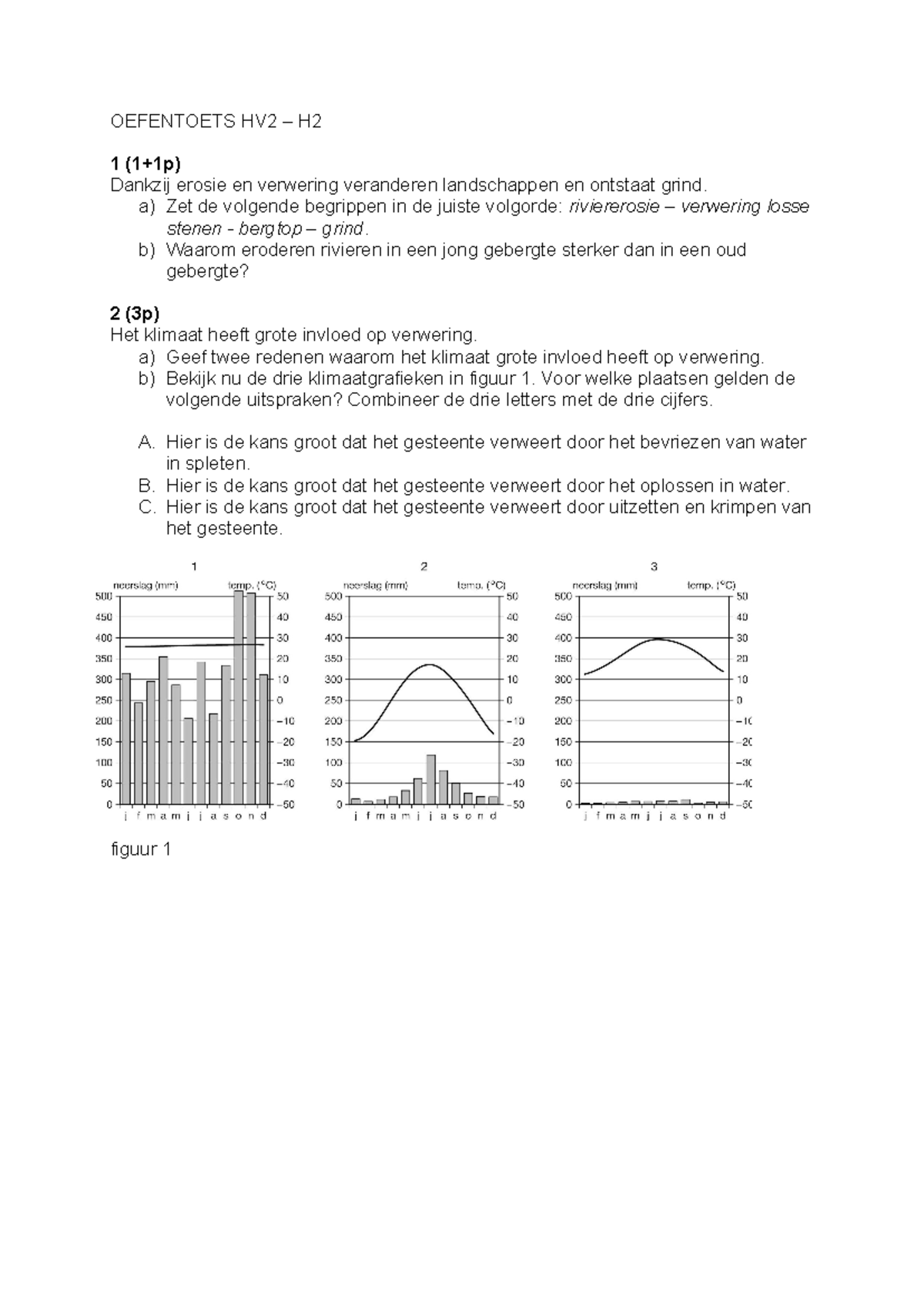 Oefentoets HV2 - Landschapsverandering en Verwering H2 - Studeersnel