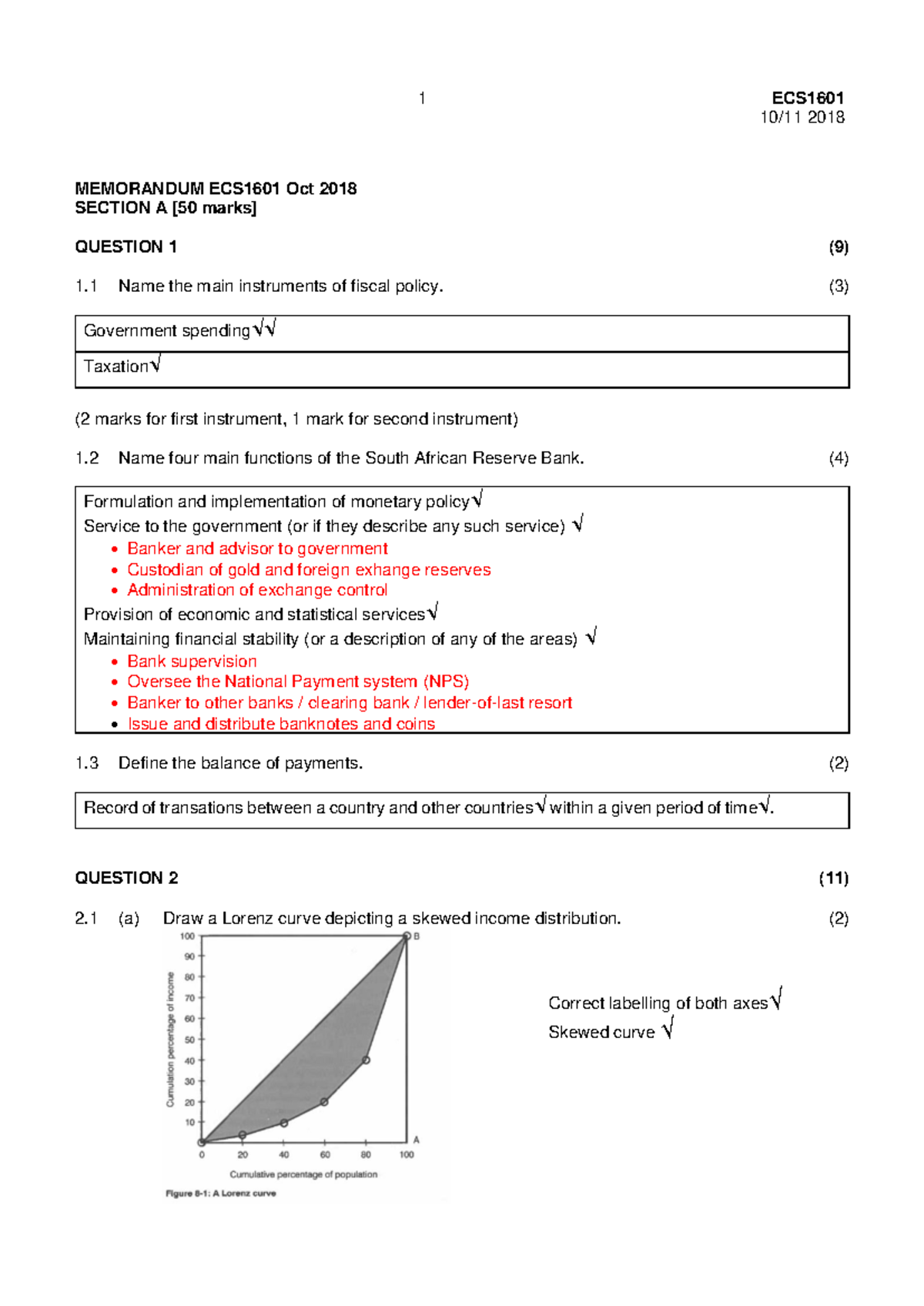 Memorandum 2018 - memo for economics 1601 past assignment - Warning: TT: undefined function: 32 ...