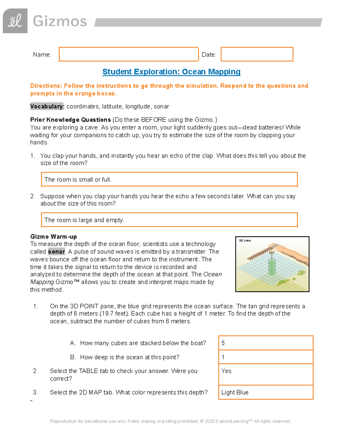 Gizmo Ocean Mapping Student Exploration Guide - Studocu