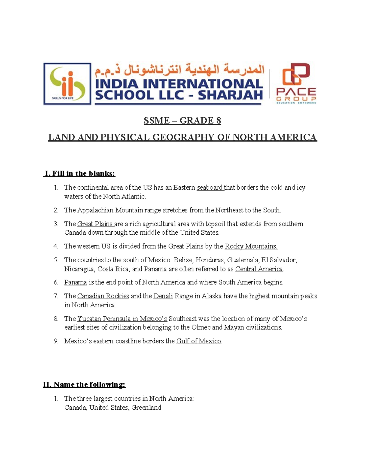 SSME GRADE 8 Land and Physical Geography of North America - Notes - Studocu
