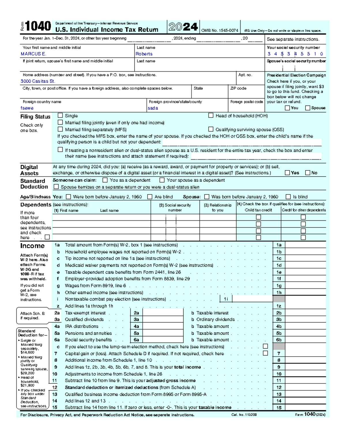 Form 1040 U.S. Individual Income Tax Return 2024 - MC12 - Studocu