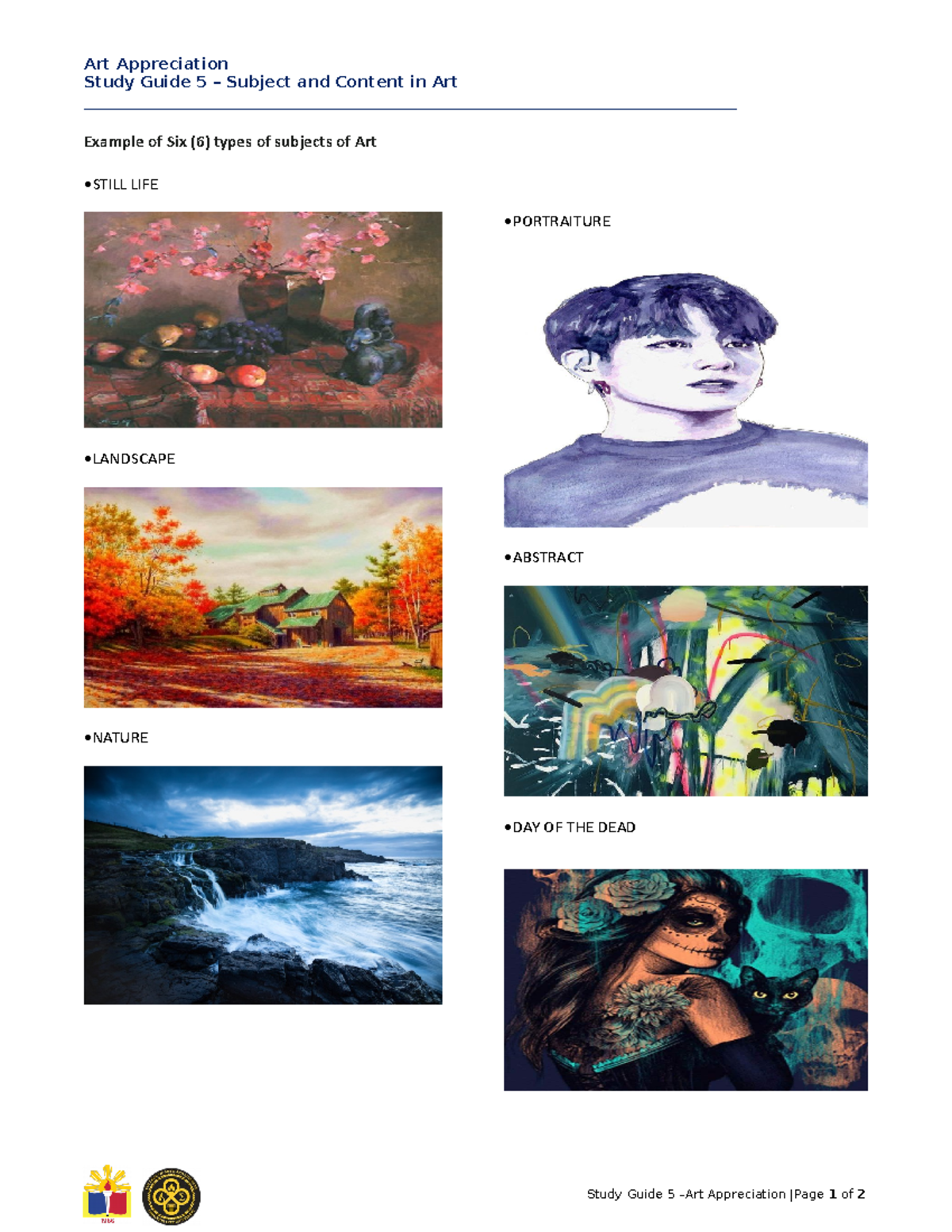 ART Appreciation Study Guide 5: Subjects in Art Explained - Studocu