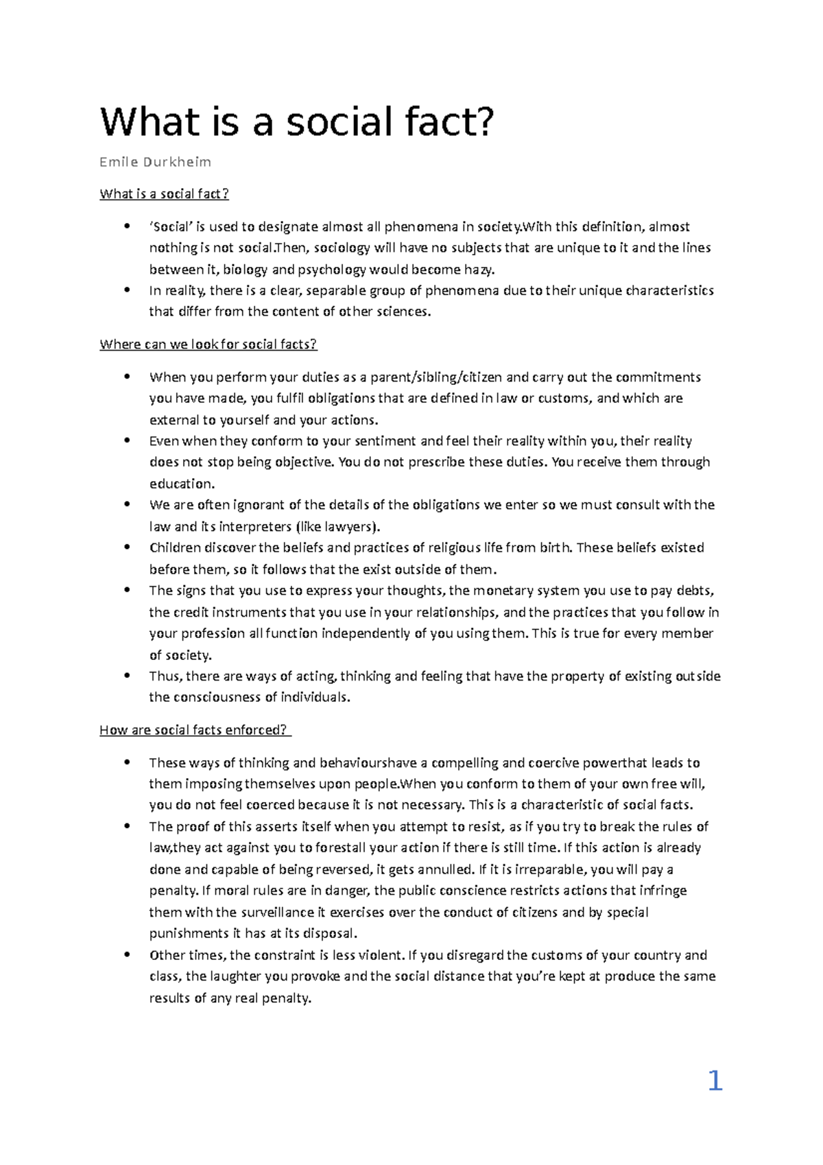 What is a social fact - Summary Sociology - What is a social fact ...