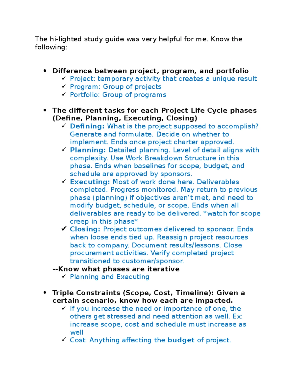 C722 Study Guide complete - The hi-lighted study guide was very helpful ...