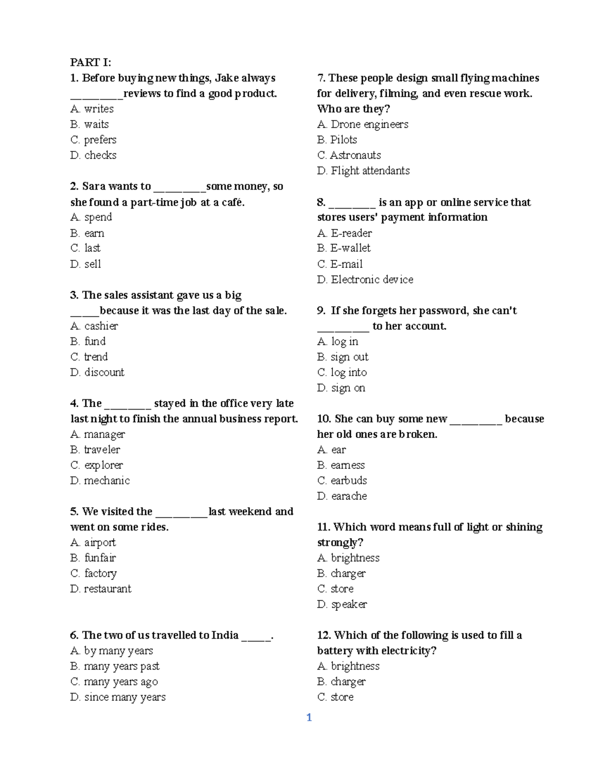 Review 1 - Bài Giảng: Vocabulary & Comprehension Exercises - Studocu