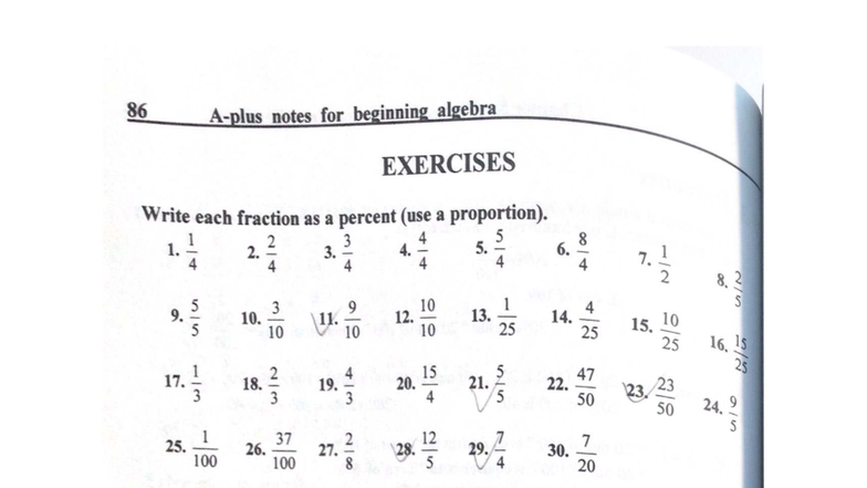 Algebra 101: Beginner Percent to Fraction Conversion Notes - Studocu