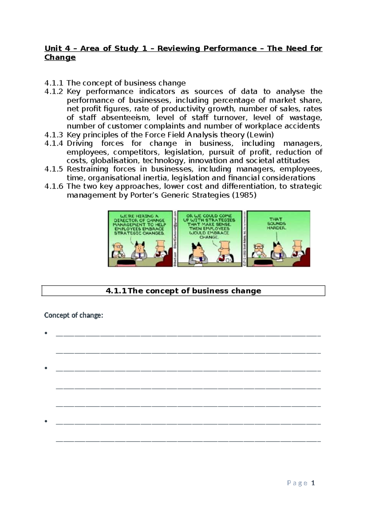 Unit 4 AOS 1: Business Change & Performance Review Notes - Studocu