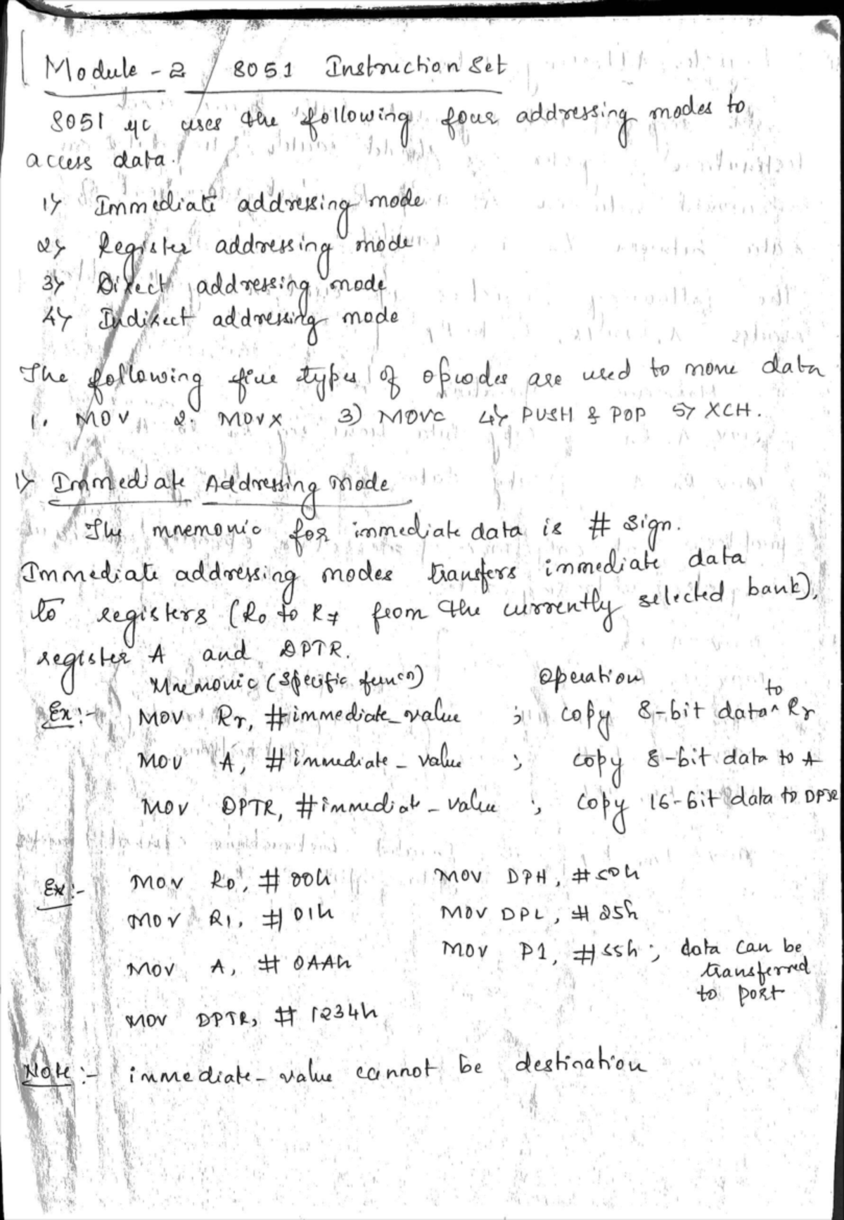 M2 - Module 22: 8051 Instruction Set Addressing Modes and Opcodes - Studocu
