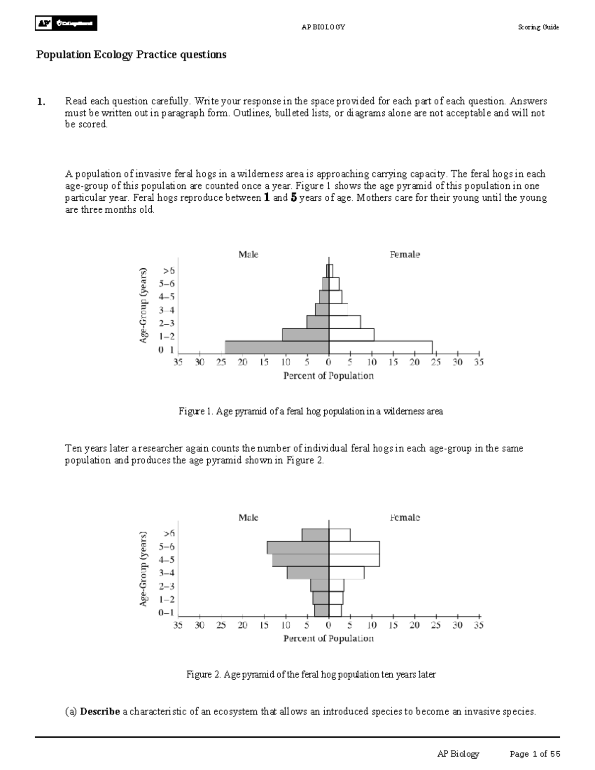 SG Population Ecology Practice Questions: Analysis and Responses - Studocu