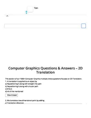 Computer Graphics MCQ (Multiple Choice Questions) - Sanfoundry - Computer Graphics MCQ (Multiple ...