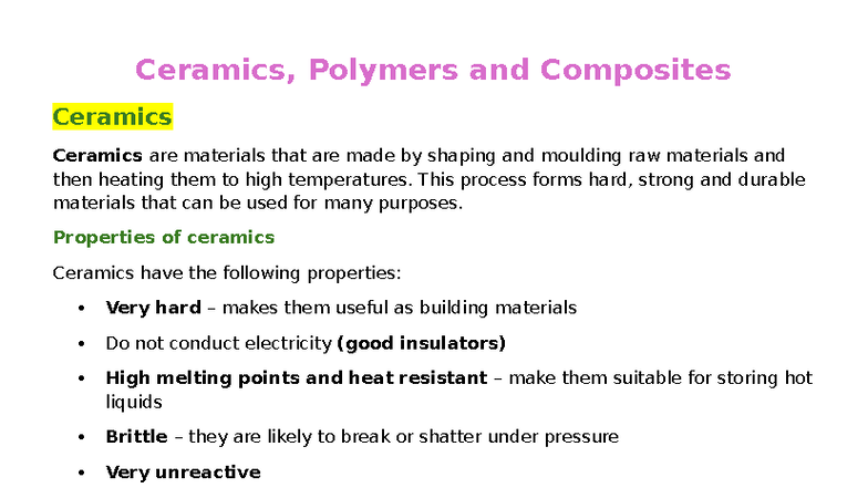 Ceramics, Polymers & Composites: Properties & Applications Overview ...