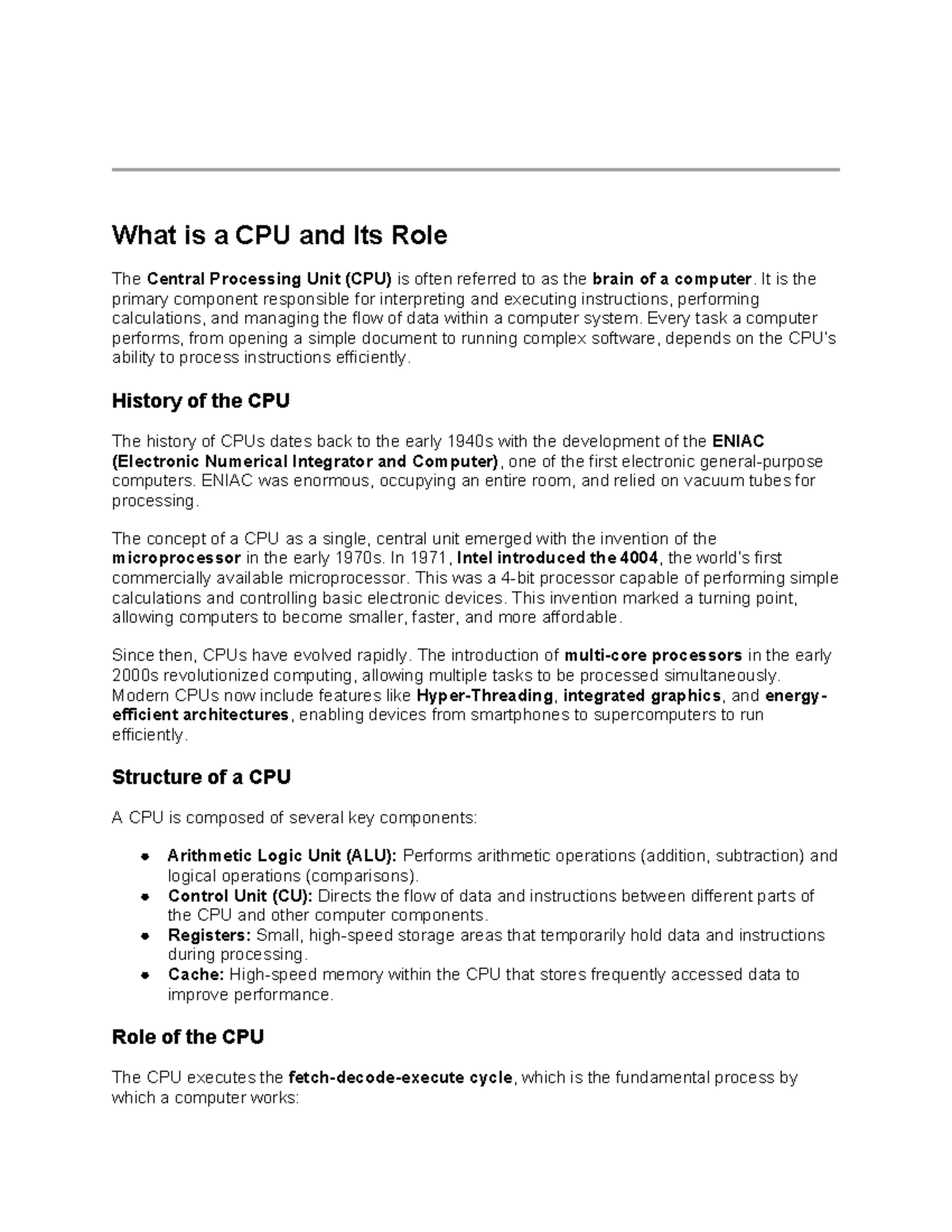 CPU Overview: Role, Structure, and Intel Core Series (CS101) - Studocu