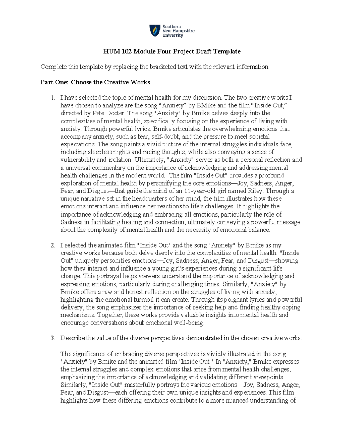 HUM 102 Module Four Project: Analyzing Mental Health in Art - Studocu