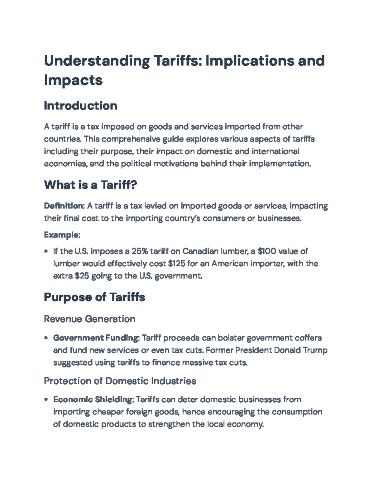 Understanding Tariffs: Implications and Economic Effects - ECON 101 ...