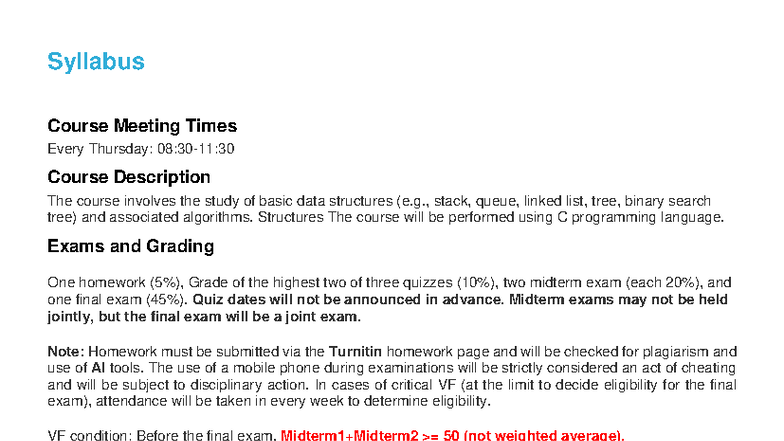 Syllabus EHB208E: Data Structures & Algorithms Overview - Autumn 2025 ...