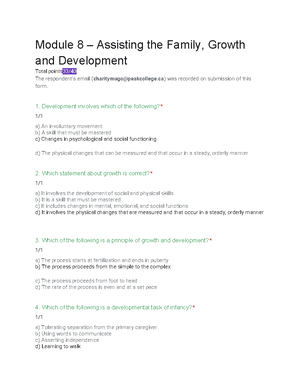 Module 8 - Growth and Development - Nuclear families consist of parents, children, grandparents ...