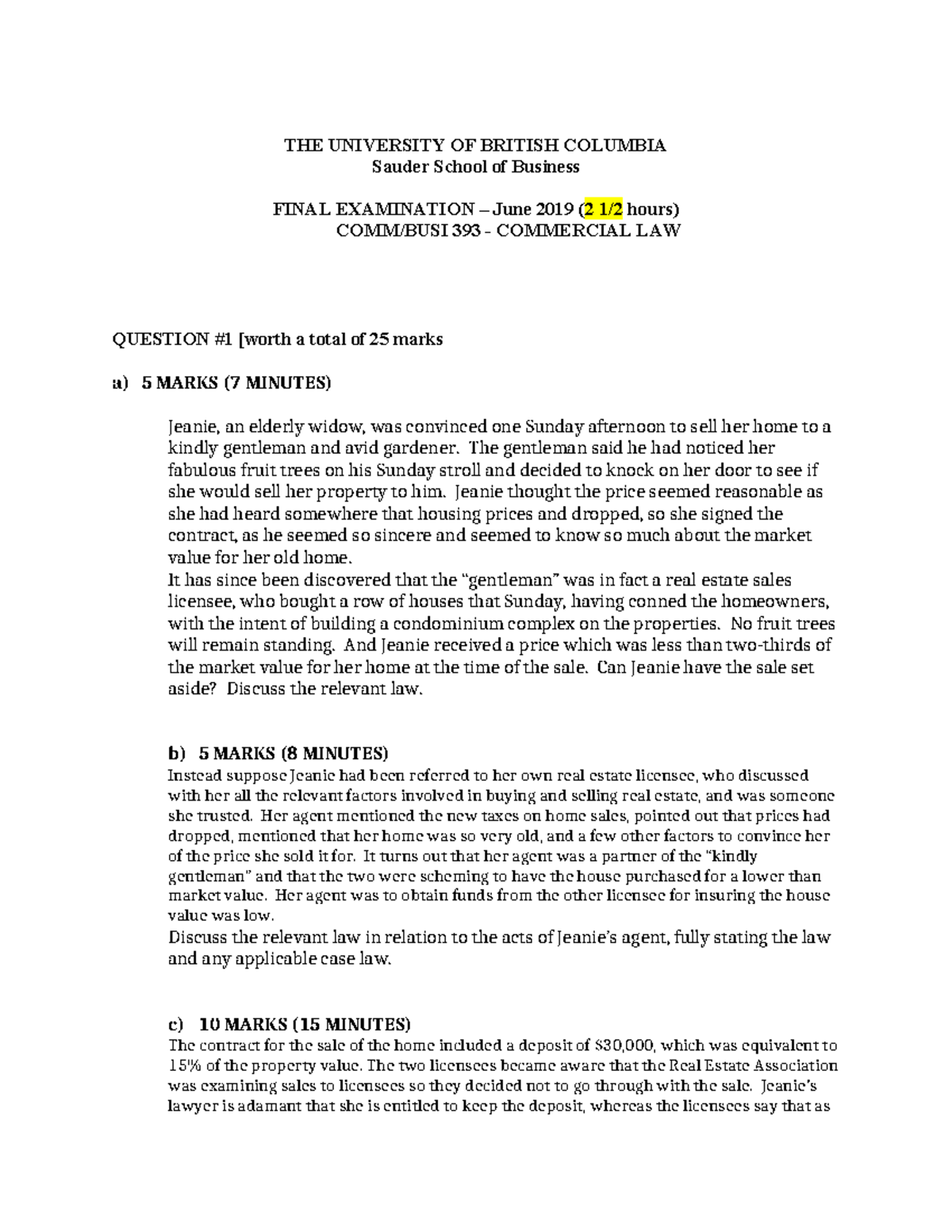 2019 Final exam - THE UNIVERSITY OF BRITISH COLUMBIA Sauder School of ...
