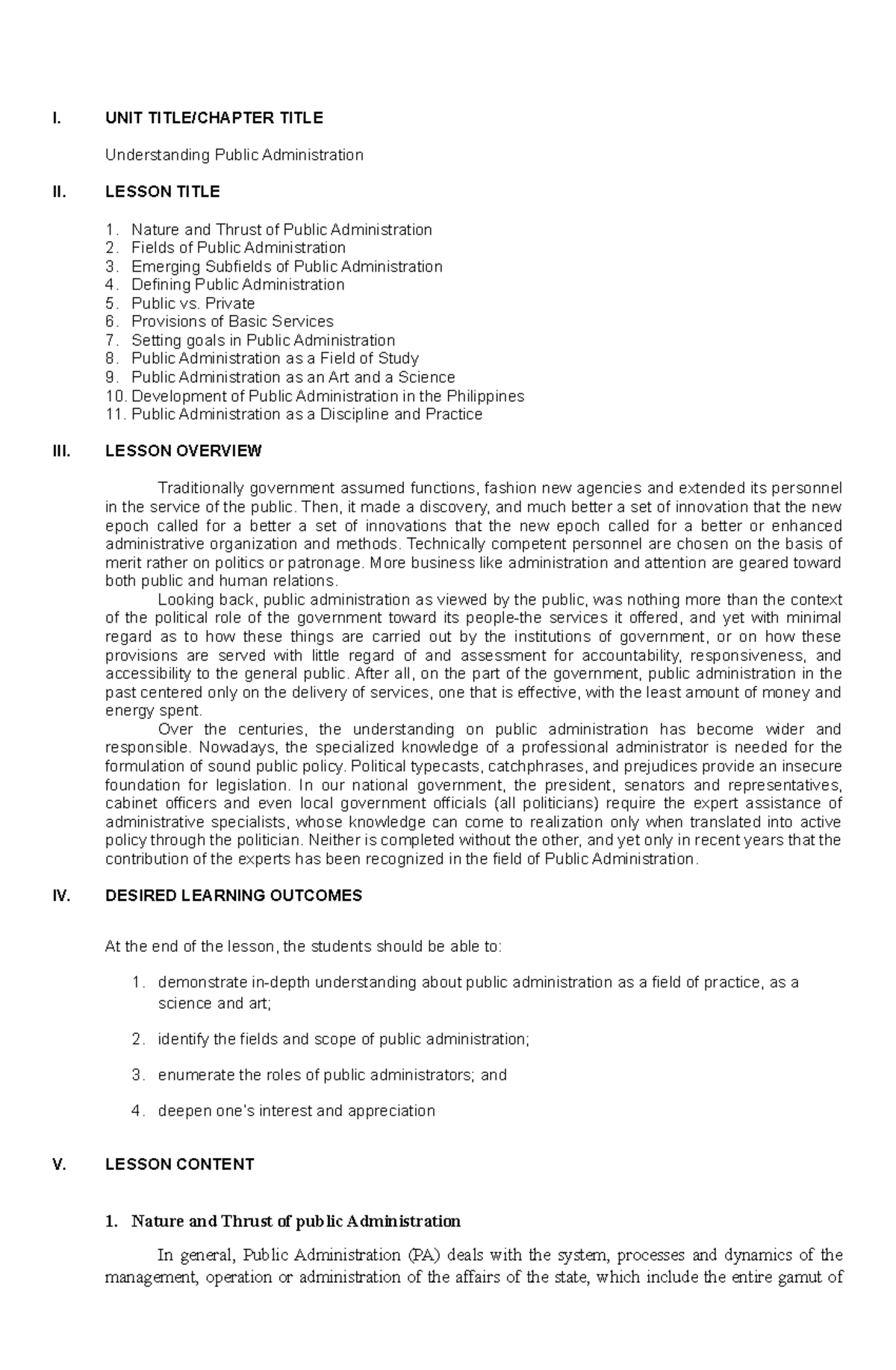 Module 1: An Overview of Public Administration Concepts and Practices ...