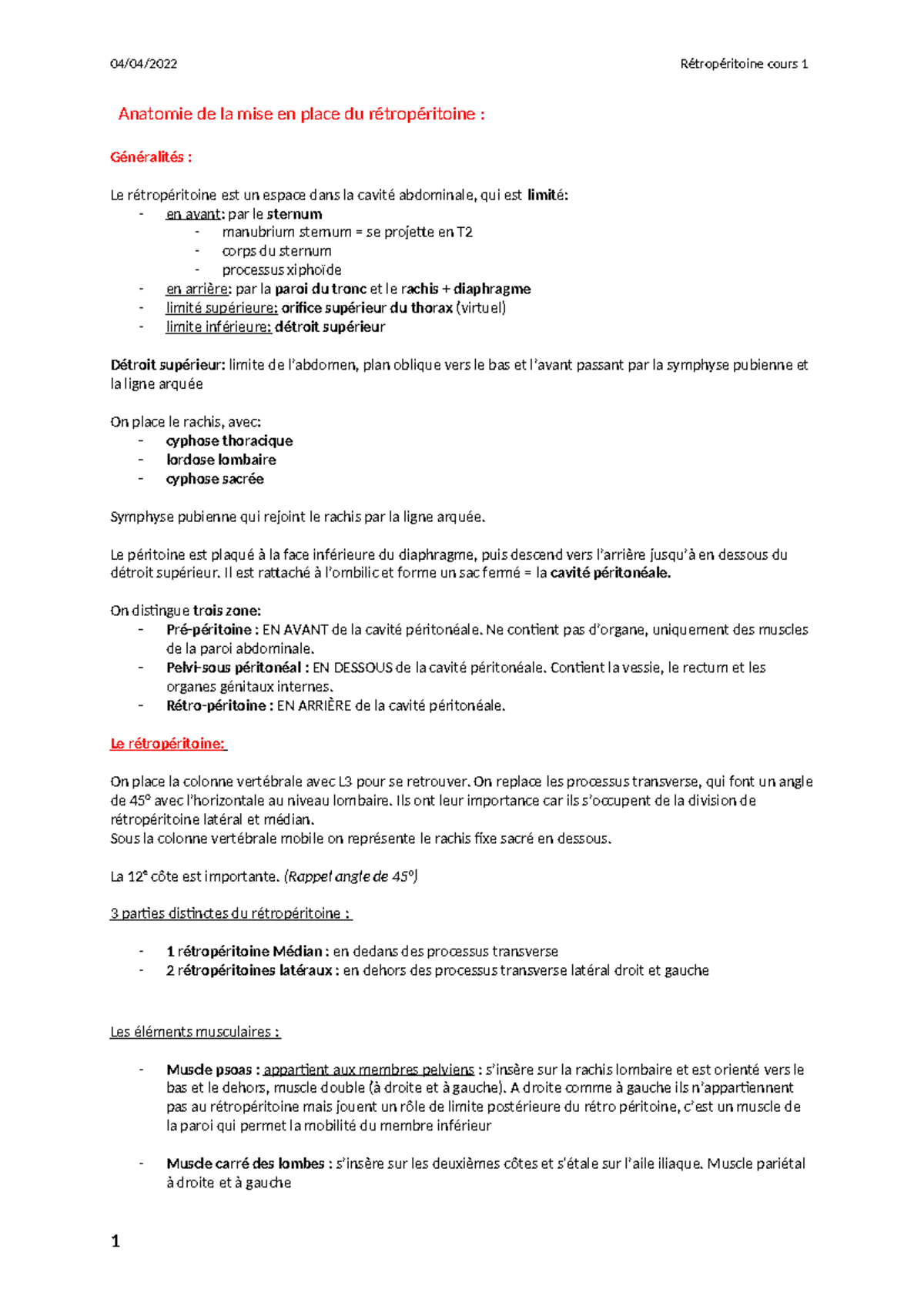 Rétropéritoine cours 1 - Anatomie de la mise en place du rétropéritoine ...