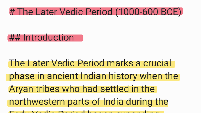 Notes on the Later Vedic Period (BCE) - History 251203 223611 - Studocu