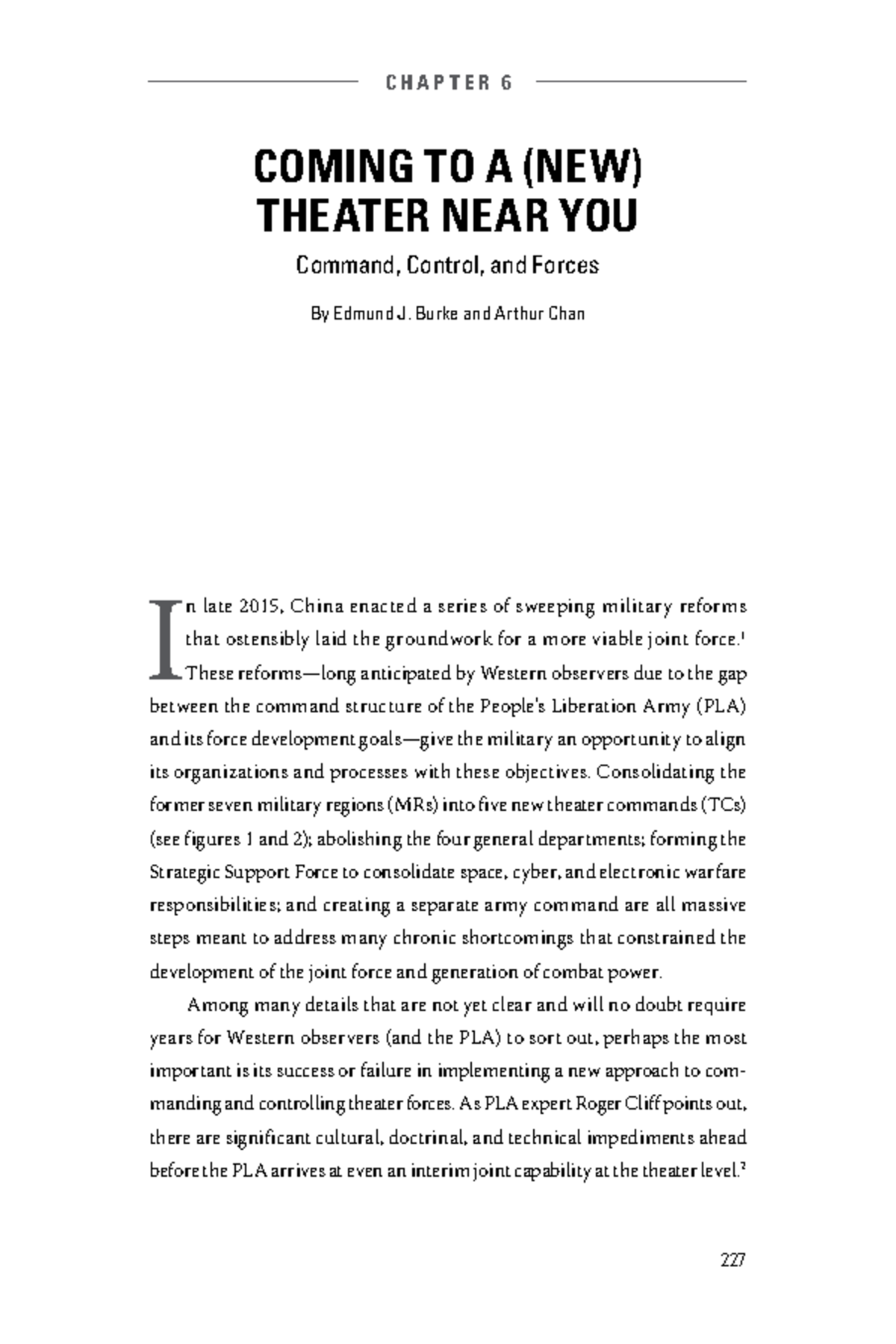 CHAPTER 6: PLA Theater Command Reforms and Joint Operations (Chairman ...