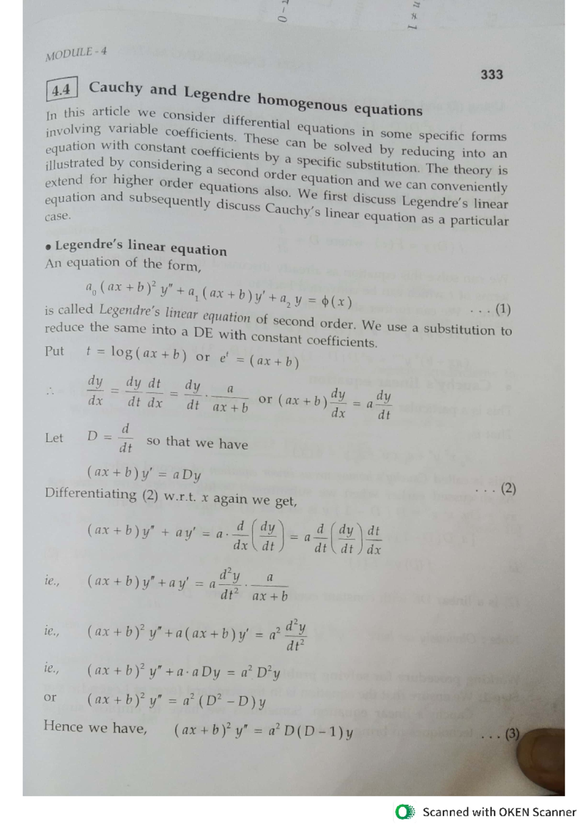 Module 4: Legendre's Equation & Homogeneous Differential Equations ...