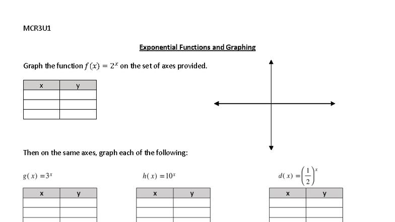 MCR3U1 Graphing Exponential Functions: Key Features & Transformations ...