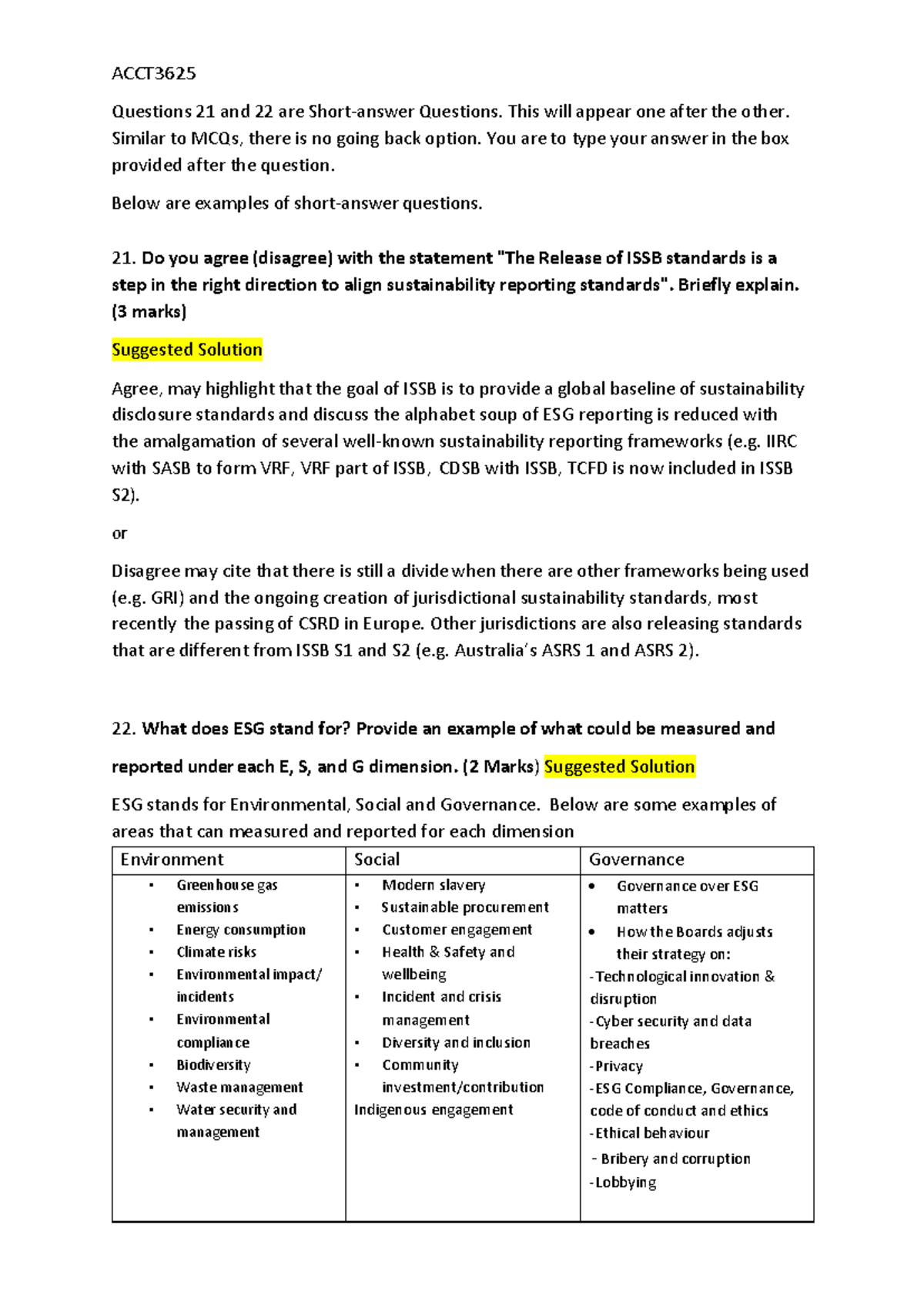 ACCT3625 2025T3 Short Answer Question Examples Quiz 1 - Studocu