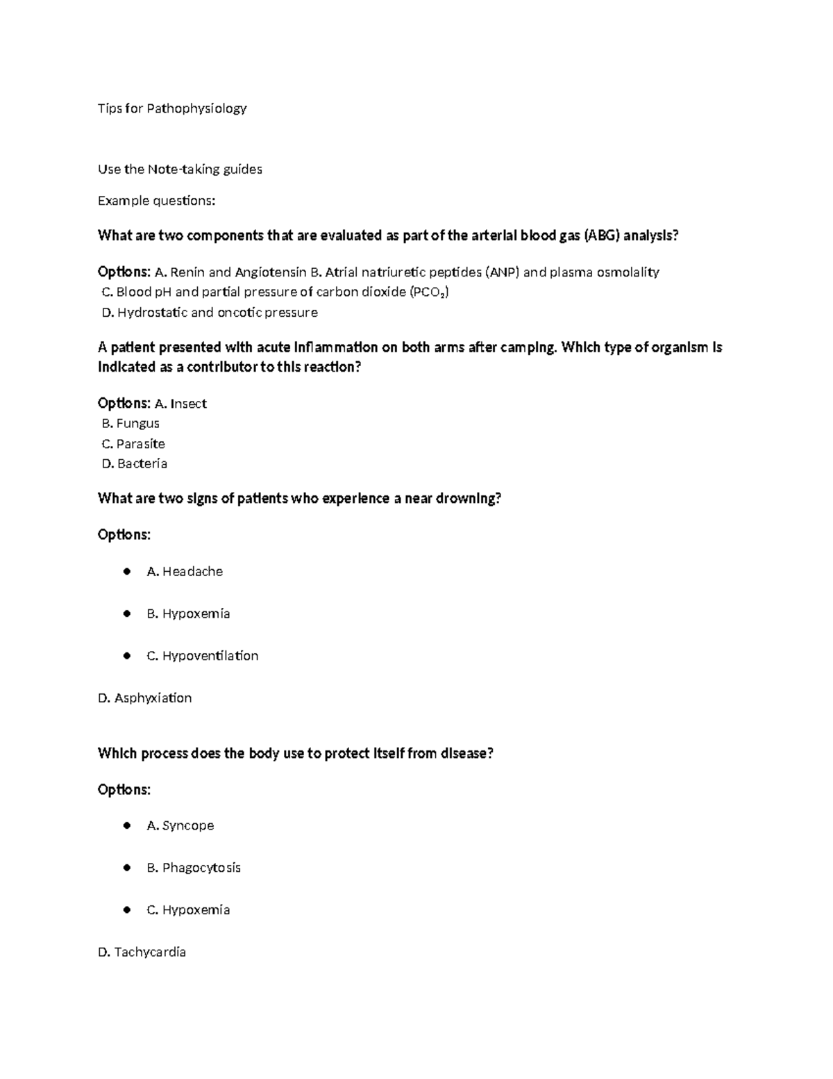 Pathophysiology Tips & Example Questions for Exam Prep - Studocu