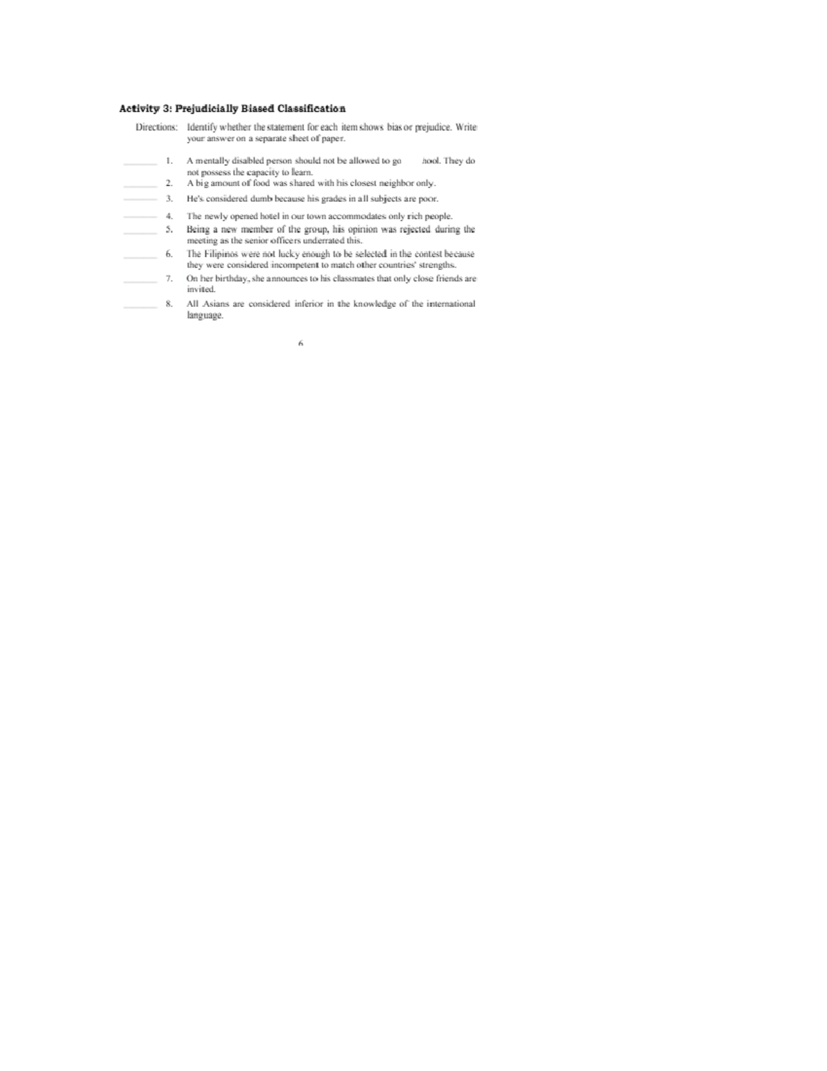 BIAS AND PREJUDICE: Activity 3 Classification Analysis - Studocu