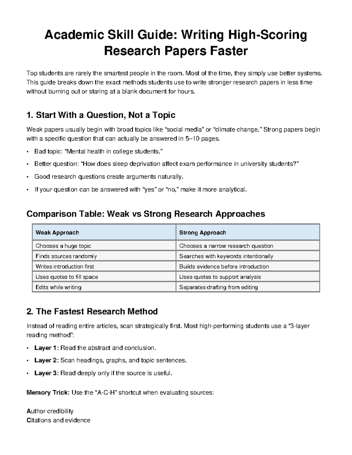 Academic Skill Guide: Writing Research Papers Efficiently - Studocu