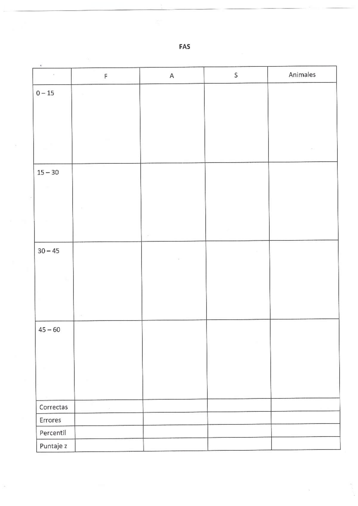 FAS - Test Fas - Fonética y fonología - FAS F A S Animales 0 15 15 30 ...
