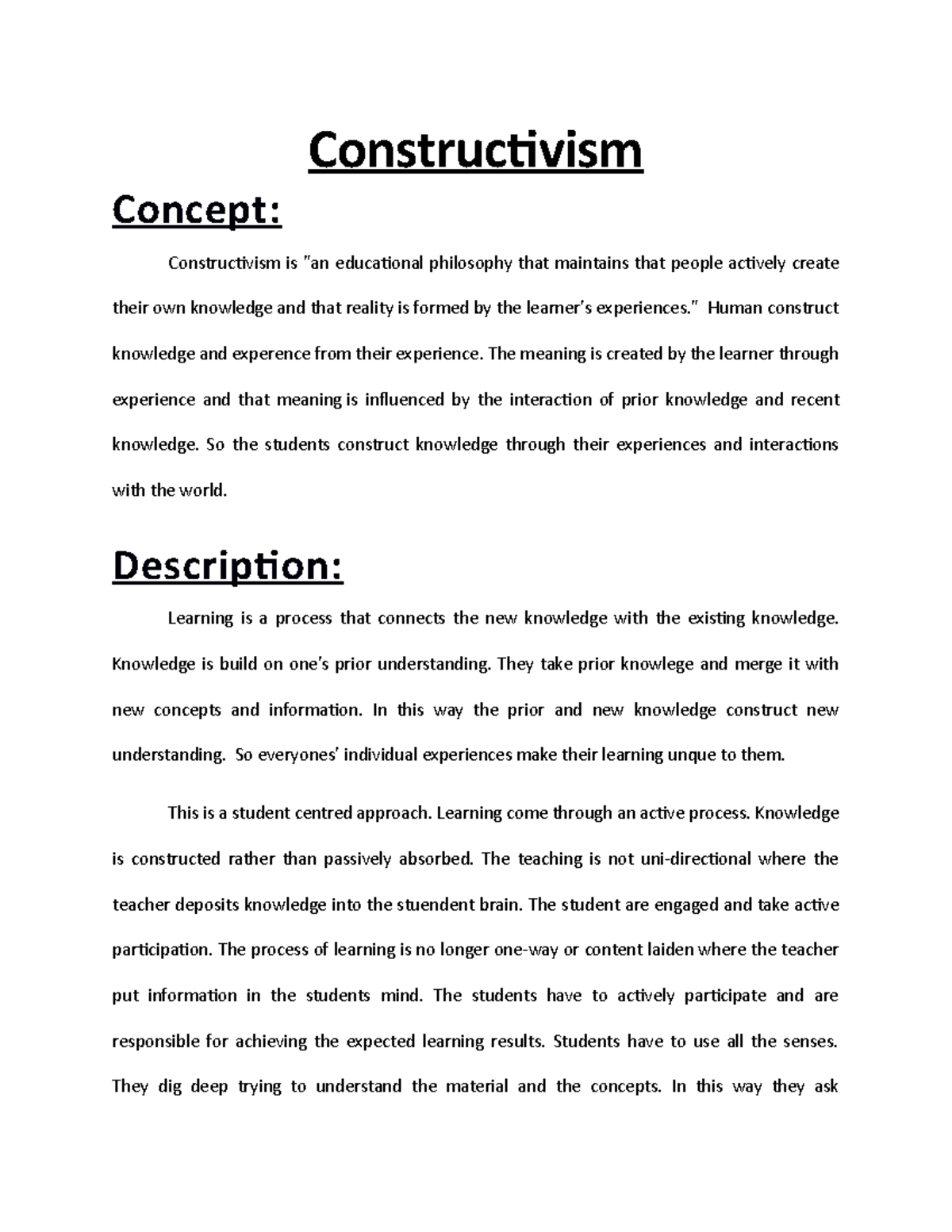 Constructivism and Cognitivism: Educational Theories Overview - Studocu