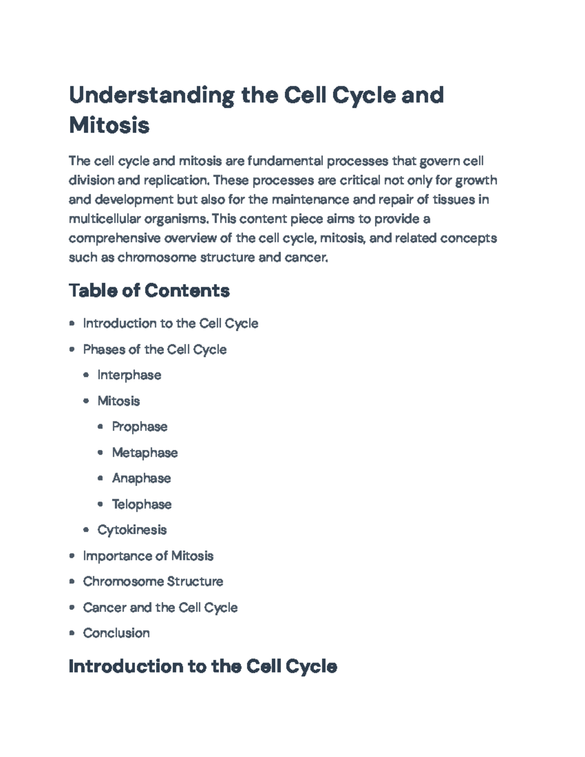 Understanding the Cell Cycle and Mitosis: A Comprehensive Overview ...